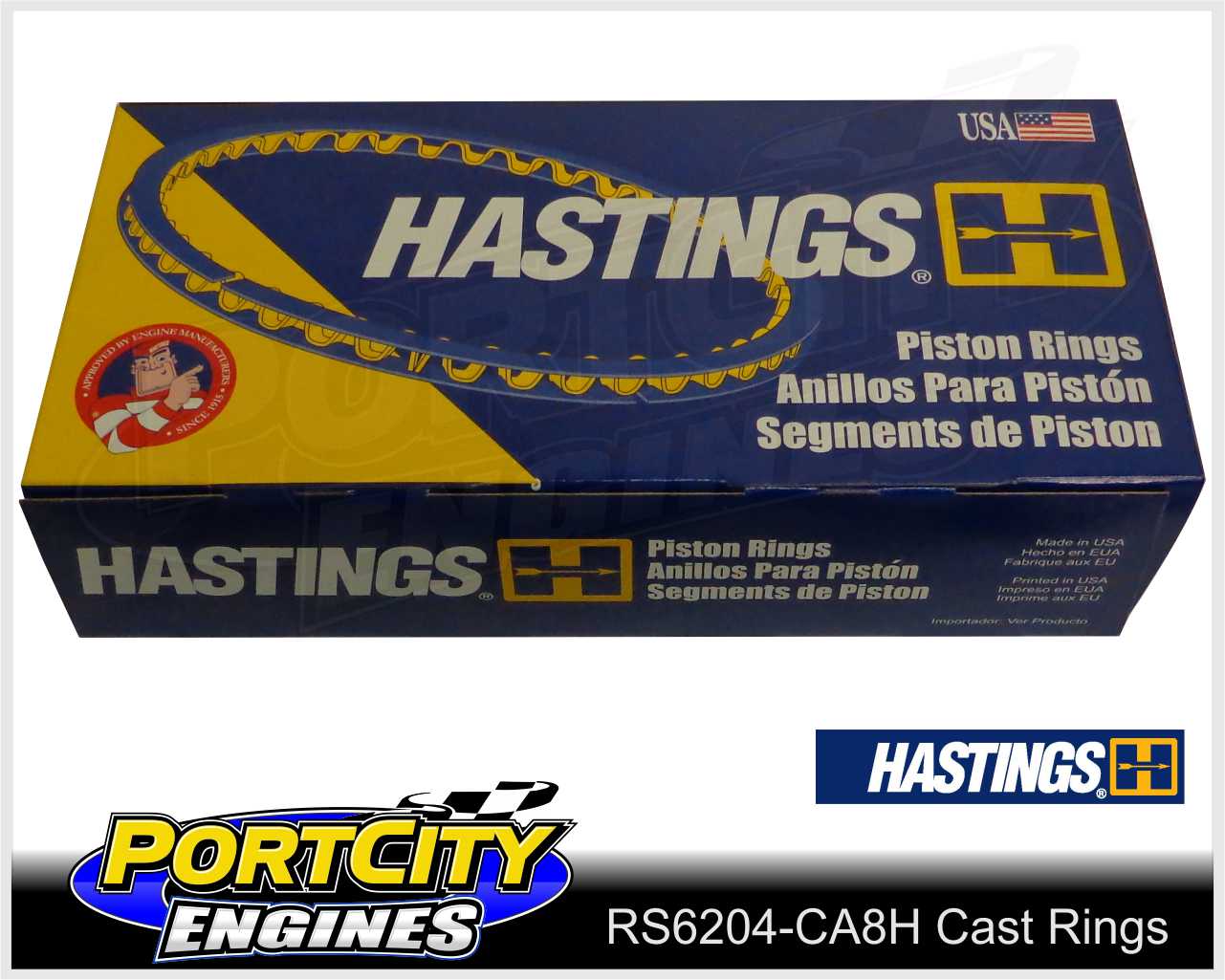 Hastings Cast Piston Ring Set for Holden V8 LS2 6.0L Shallow RS6204 ...